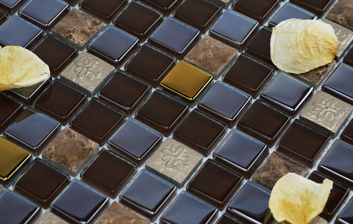 Glass and Stone Mosaic Tile, "Mini Teseo Collection", GM 6202 - Axinit ...